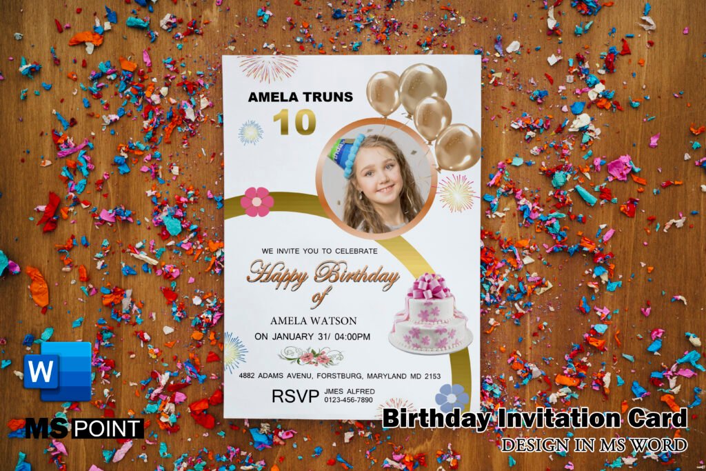 Birthday Invitation Card Template In MS Word - MS point