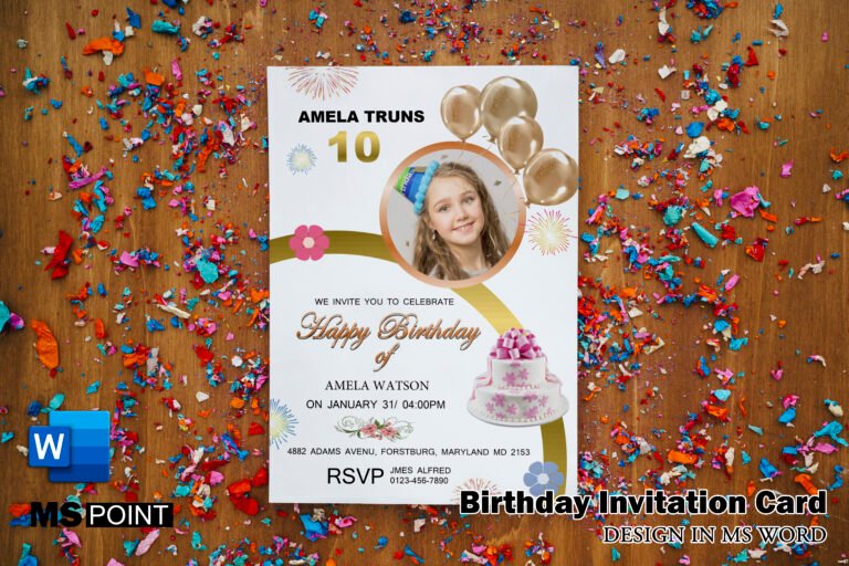 Birthday Invitation Card Template In MS Word - MS point