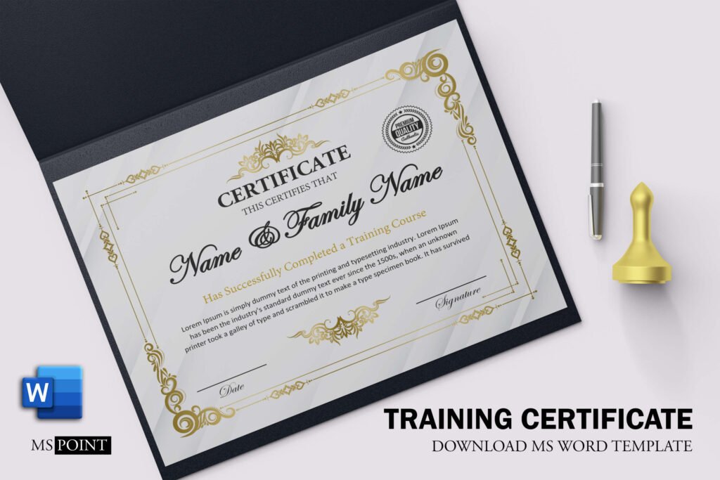 Training Certificate Template in MS Word - MS point