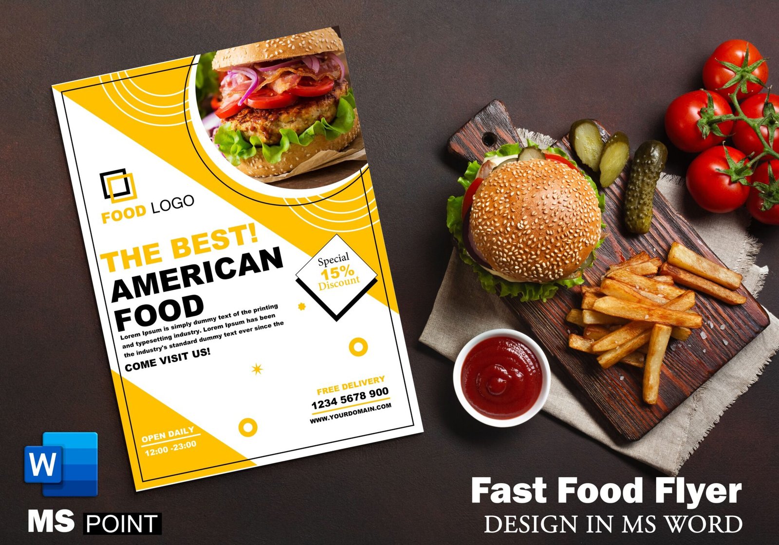 Free Fast Food Flyer Template In MS Word - MS point