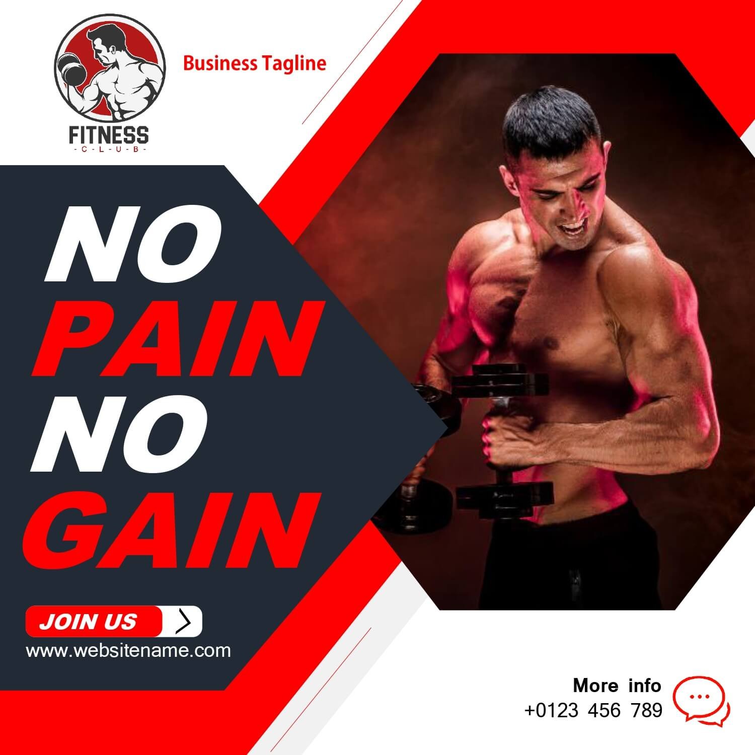 Fitness Instagram Post Design Template In MS Word - MS point