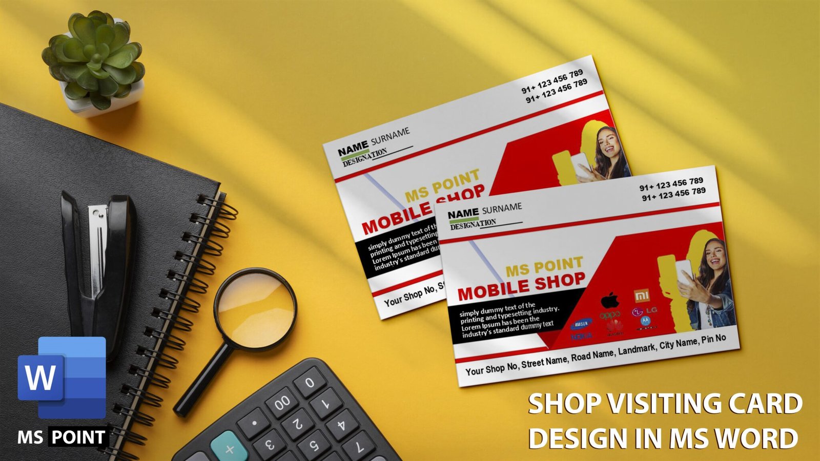 Shop Visiting Card Design Template In MS Word - MS point