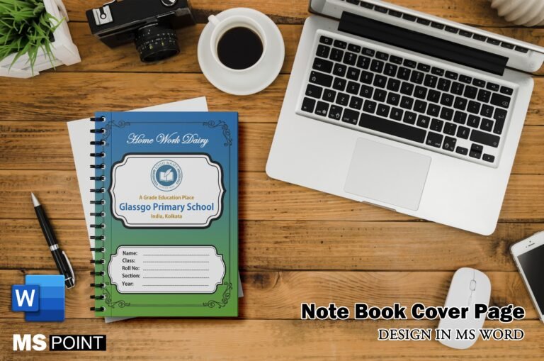 Simple Notebook Cover Page Design Template In MS Word