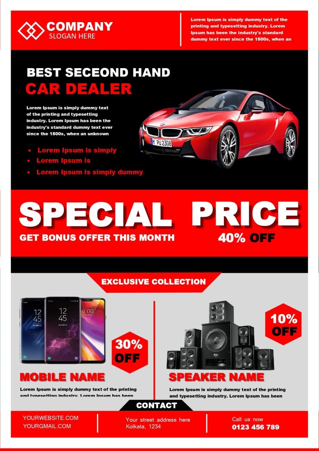 Multipurpose Newspaper Advertisement Design Template in MS Word