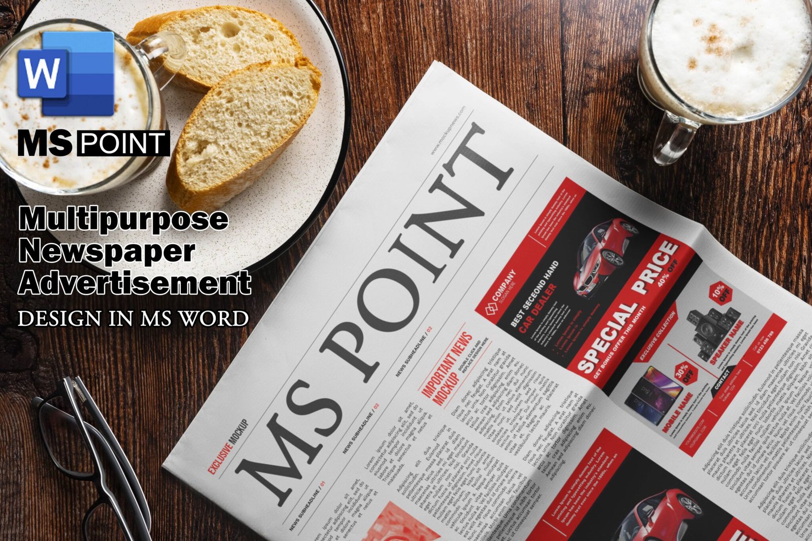 Multipurpose Newspaper Advertisement Design Template in MS Word