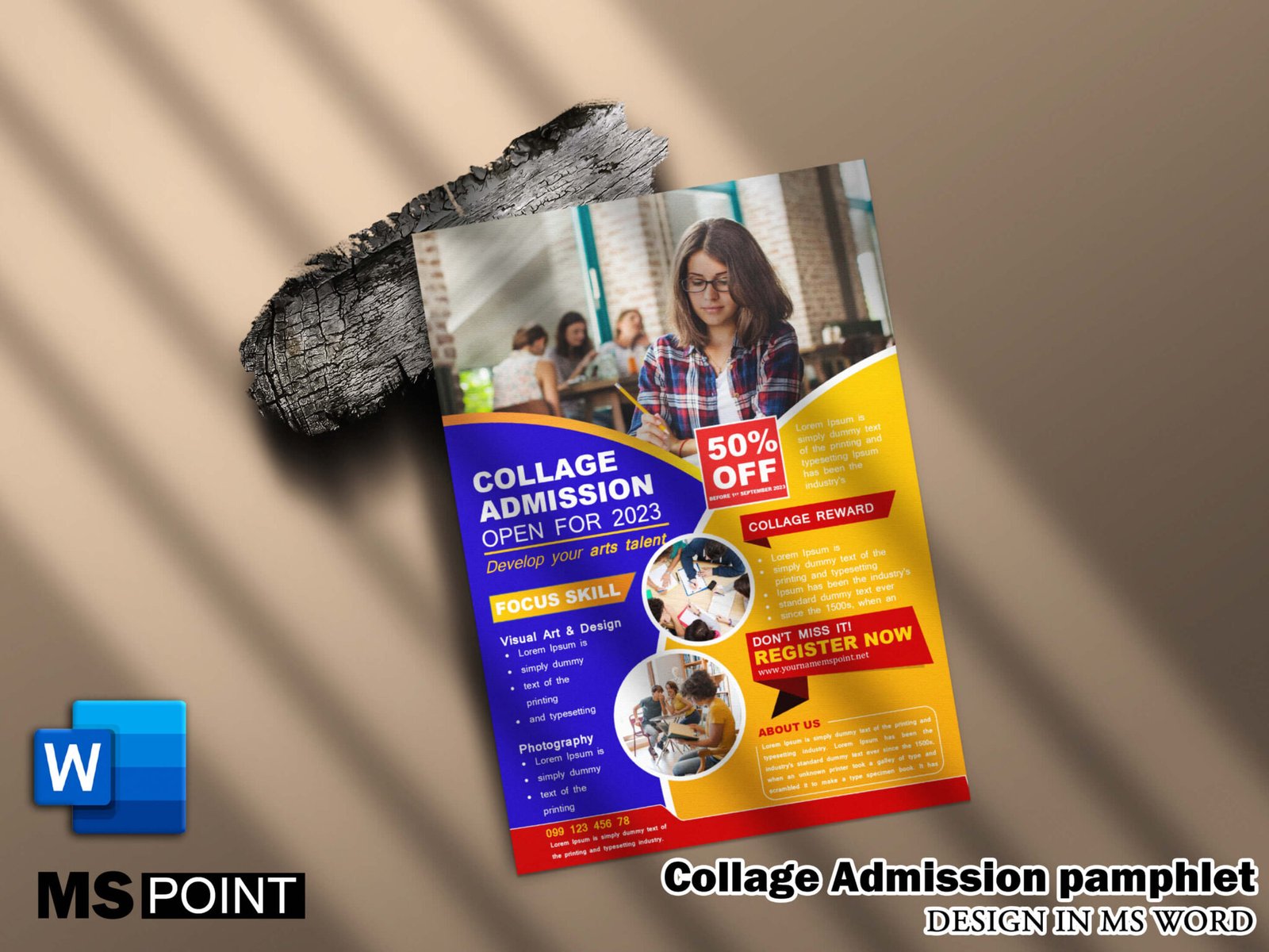 College Admission Pamphlet Design Template in MS Word