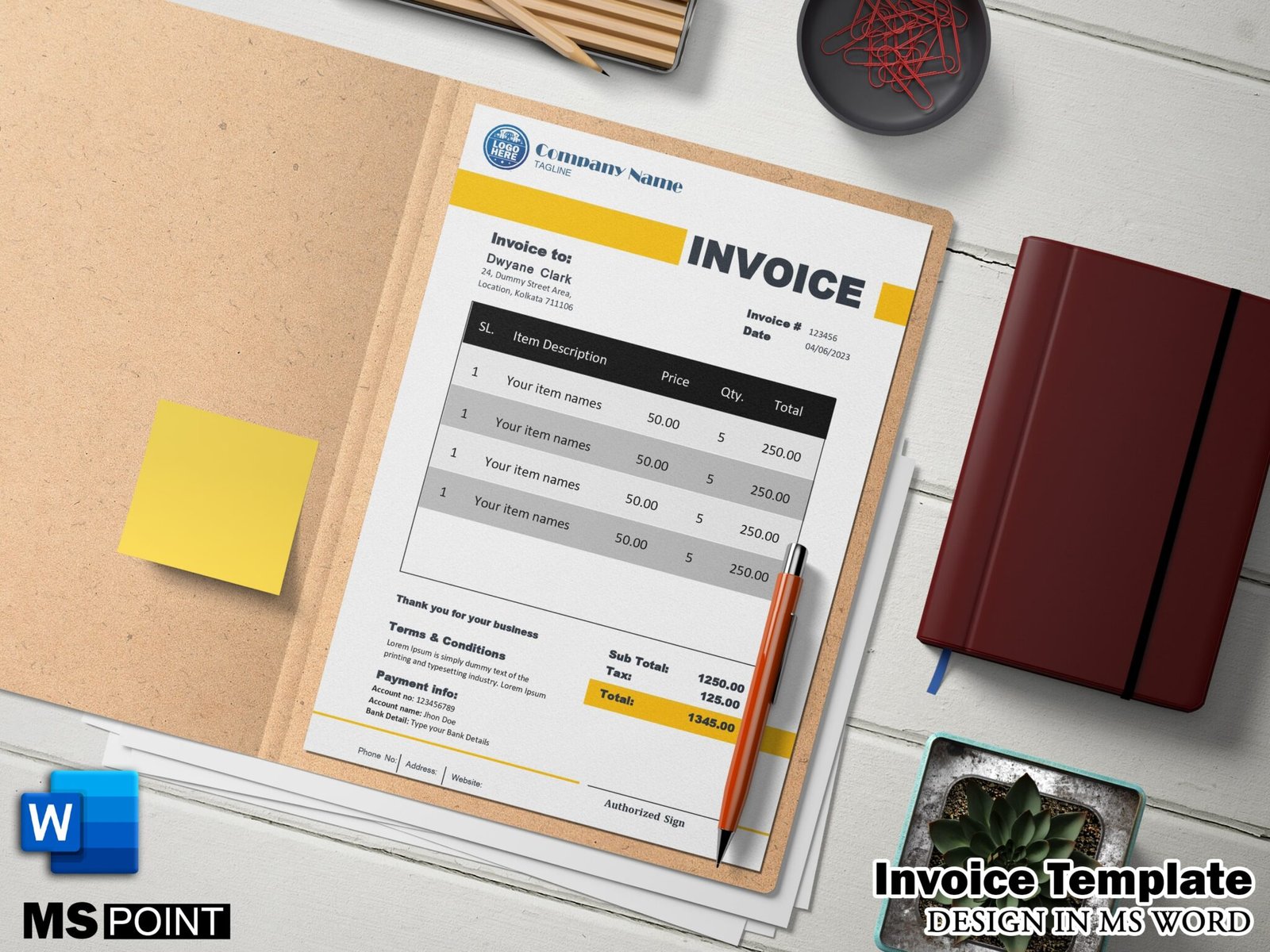 Retail Invoice Template Design in MS Word - MS point