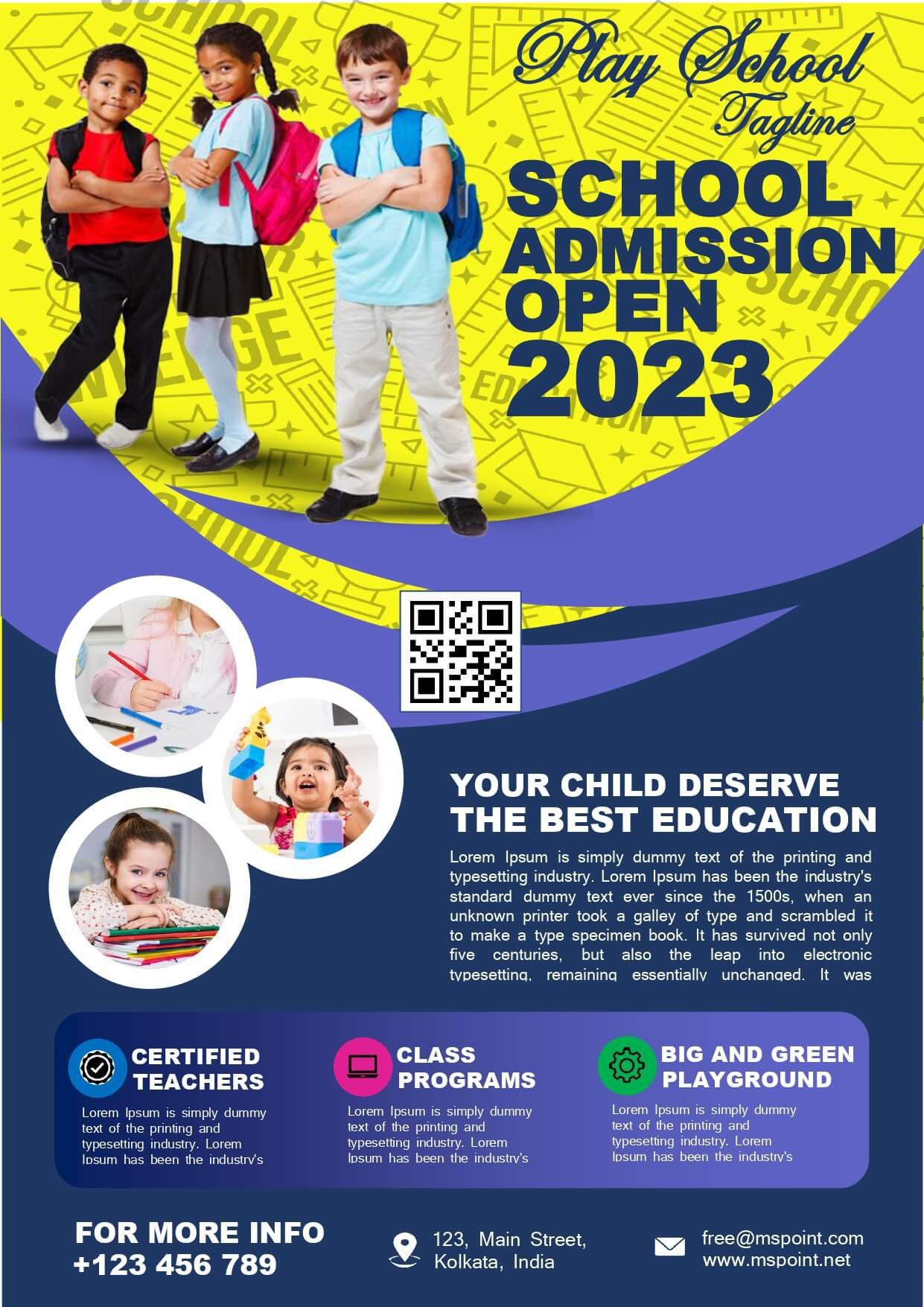 School Admission Pamphlet Design Template In Ms Word