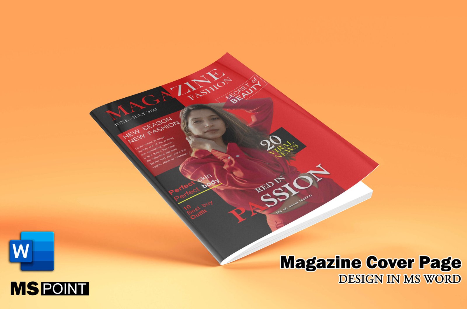 Fashion Magazine Cover Page Template Design in MS Word